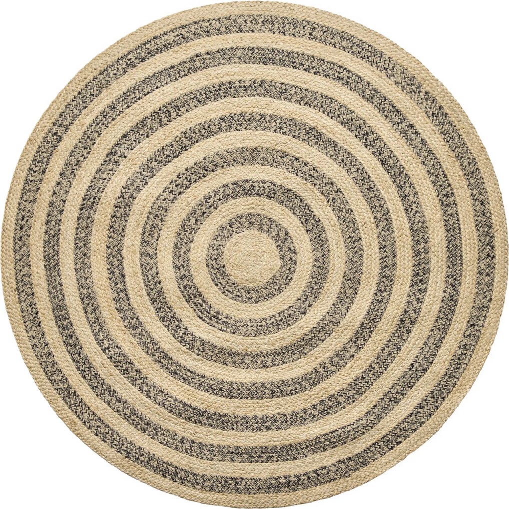Diamond Carpets India, Ručně vázaný kusový koberec Aurea SM 05 Natural Black kruh, 140x140 (průměr) kruh, béžová, chodba / předsíň