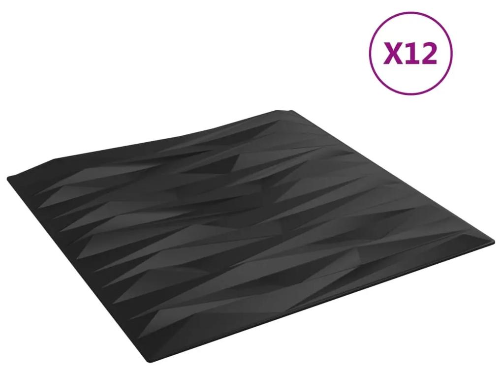 Nástěnné panely 12 ks černé 50 x 50 cm XPS 3 m² kámen - Default Title