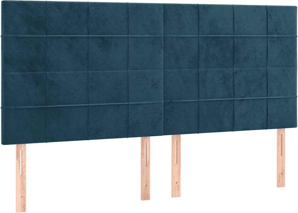 Box spring postel s matrací a LED tmavě modrá 160x200 cm samet 3136135