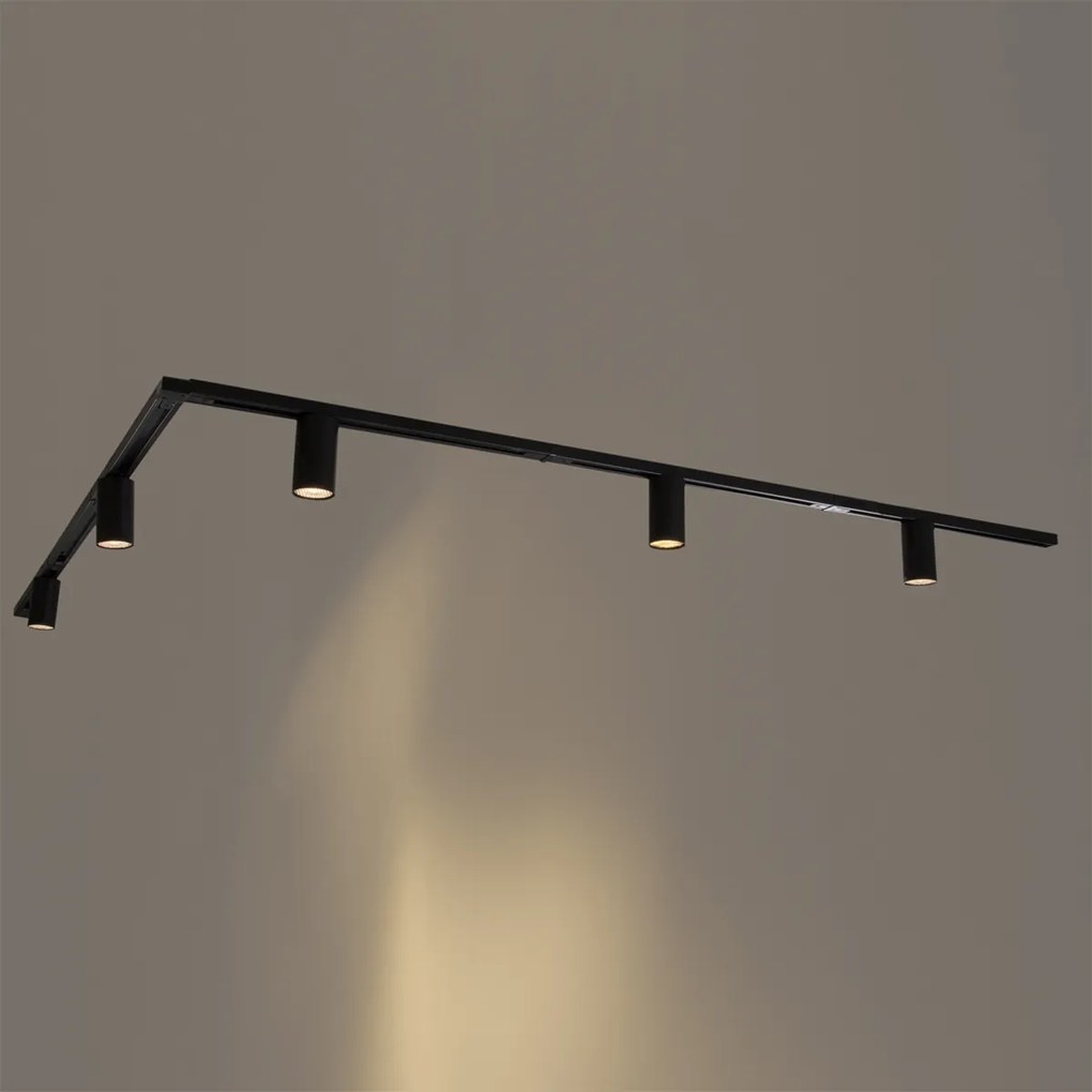 Moderní kolejnicový systém s 5 černými 1-fázovými bodovými světly GU10 50mm - Iconic Ruby Honey
