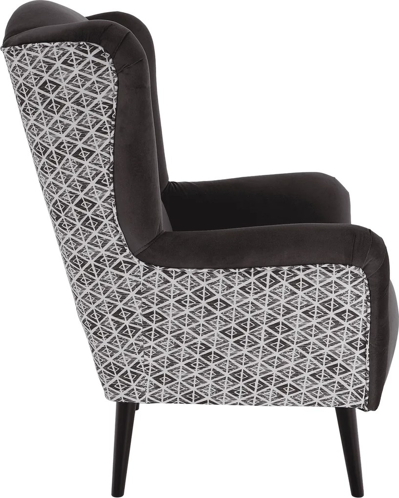 designové křeslo, ušák, Velvet látka hnědá / vzor Terra, Tempo Kondela BELEK