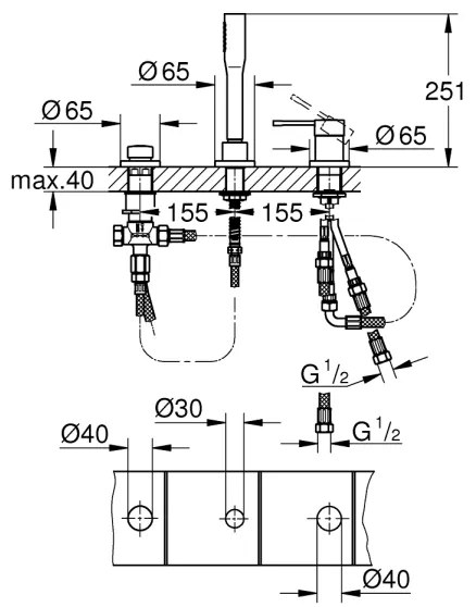 GROHE 19976001 - Vanová tříotvorová kombinace ESSENCE lesklý chrom