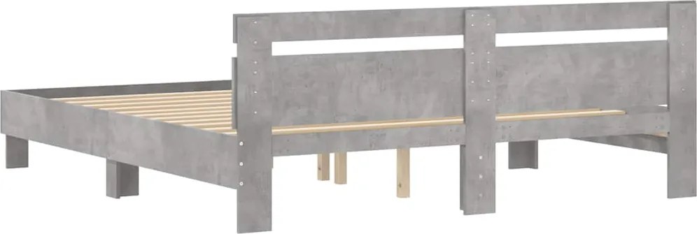 Rám postele s čelem betonově šedý 200 x 200 cm kompozitní dřevo 3207395