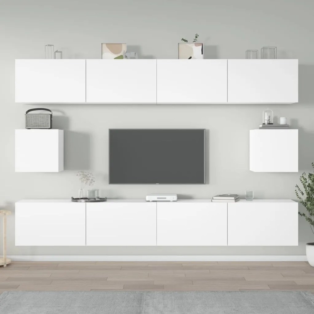 6dílný set TV skříněk bílý kompozitní dřevo 3114366