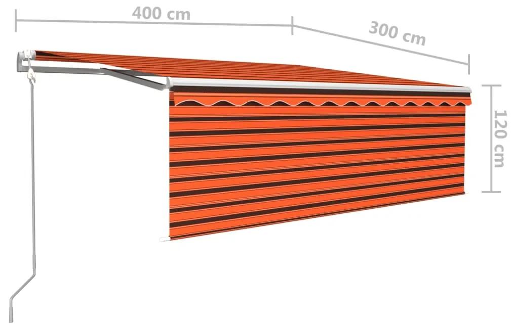 Automatická zatahovací markýza s roletou 4 x 3 m oranžovo-hnědá,  3069310