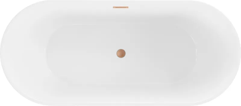 Mexen Flavia, volně stojící vana 150 x 75 cm, bílá, měděný přepad, 54031507500-65