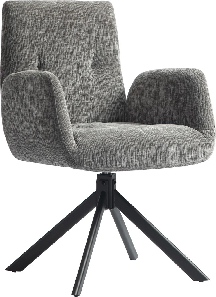 HOMCOM Křeslo otočné lounge křeslo s područkami, vzhled vlněného plátna, moderní čalouněné křeslo s prošíváním knoflíků, ocelové nohy, do obývacího p…