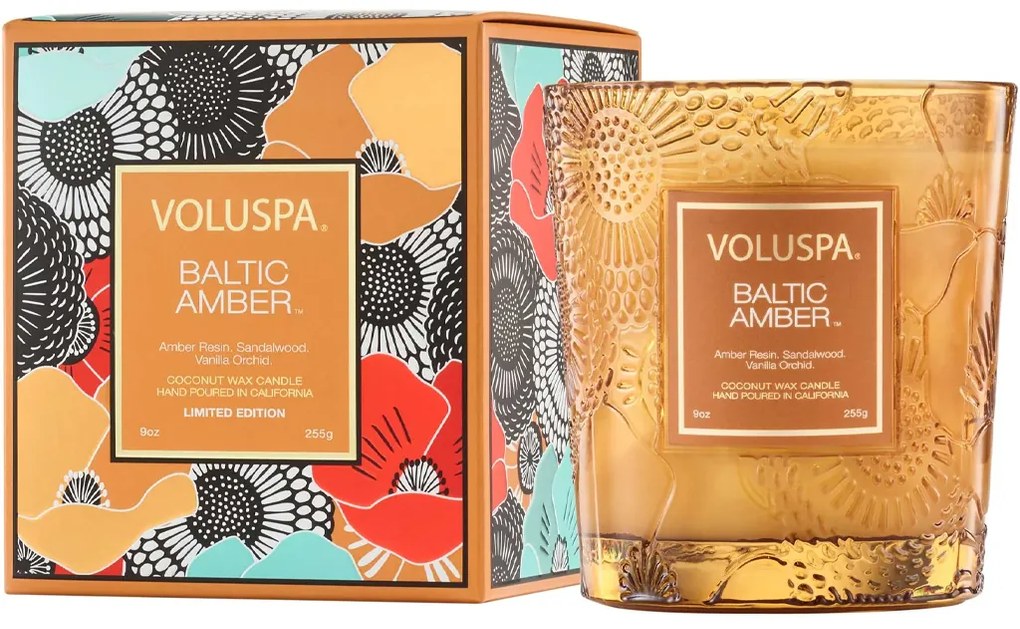 Voluspa – XXV limitovaná edice svíčka Baltic Amber (Baltská ambra), 255 g