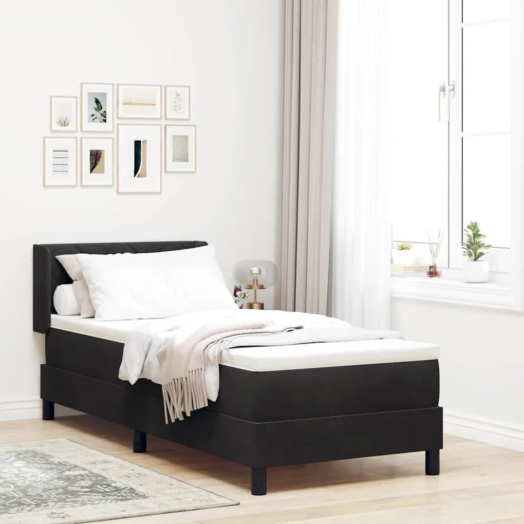 Postel s boxspringem s čelo Černý 200 x 80 cm samet 3341494