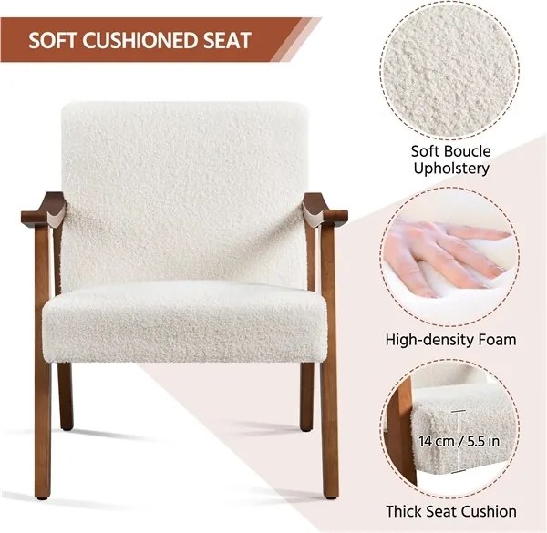 Křeslo Yaheetech – slonová kost, 62 cm (šířka) × 70 cm (hloubka) × 74 cm (výška), polyester (257085695831)