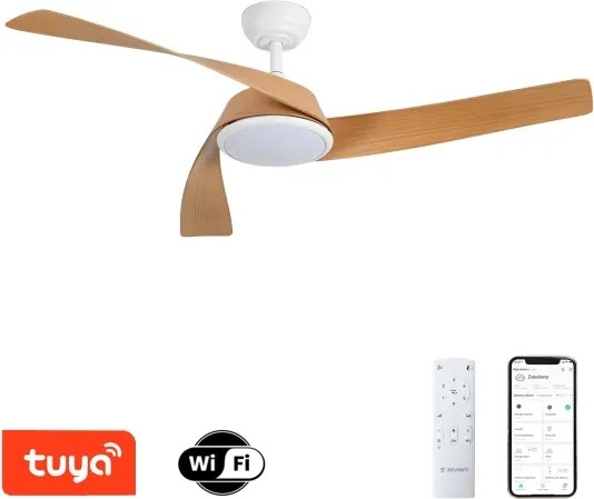 ZEVENTI - LED Stropní ventilátor AERYS LED/24W/230V Wi-Fi Tuya bílá/dub + DO