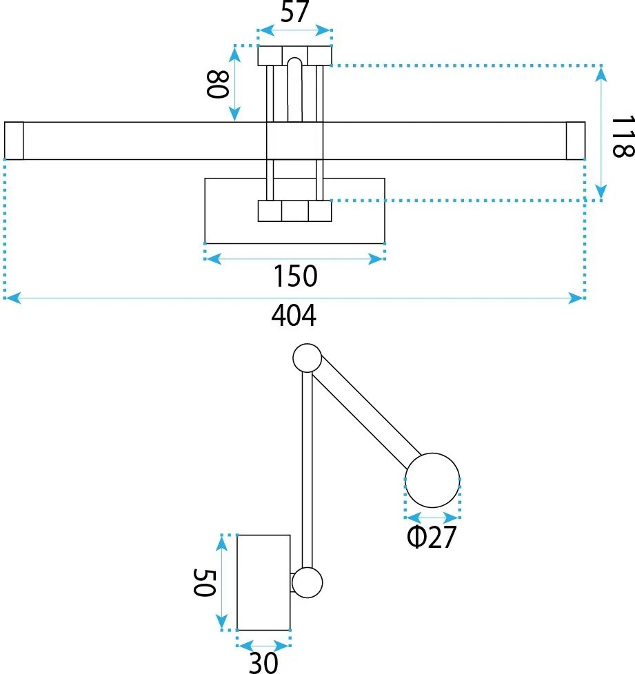 Toolight Toolight, LED nástěnné svítidlo 40cm, 9W, 4000K, 1000lm, APP1899-1W, zlatá matná, OSW-66054