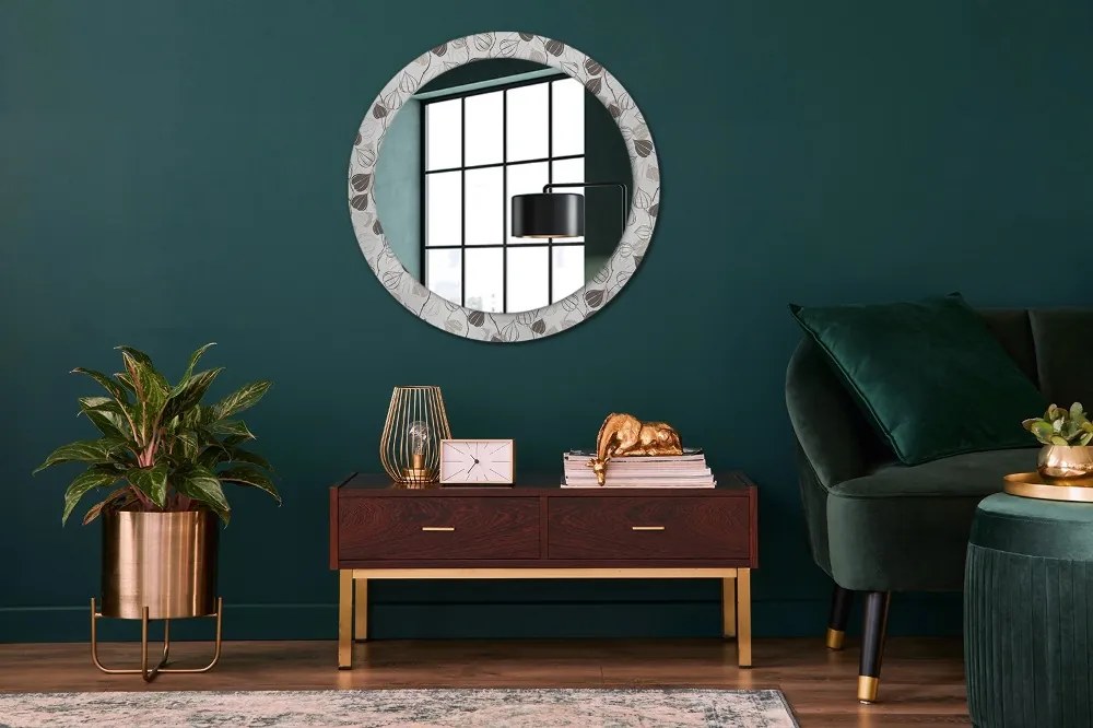 Kulaté dekorativní zrcadlo na zeď Abstraktní květinový fi 80 cm