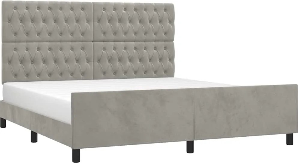 Rám postele s čelem světle šedý 180x200 cm samet 3125952
