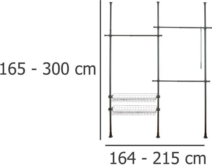 Teleskopický šatní systém HERKULES BASIC, dvojitý, černý, WENKO
