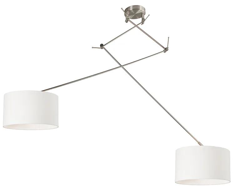 Závěsná lampa ocelová se stínidlem 35 cm bílá nastavitelná - Blitz II