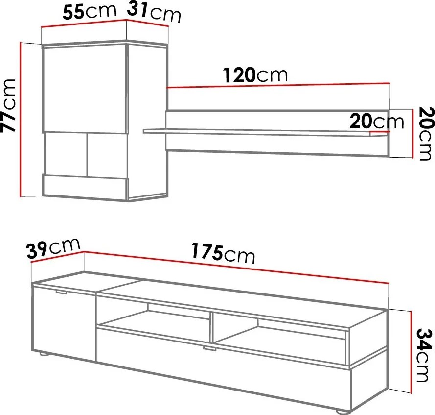 Casarredo - Komfort nábytek Obývací stěna, sestava MINI dub sonoma/antracit