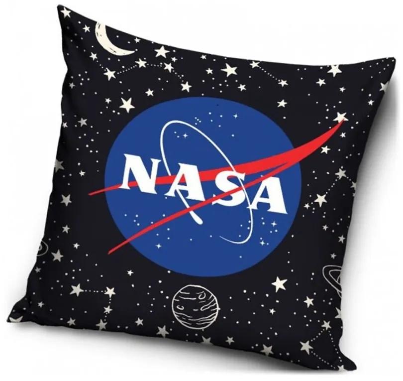 Polštář s logem Americké vládní agentury pro pro letectví a kosmonautiku NASA - motiv černý vesmír - 40 x 40 cm