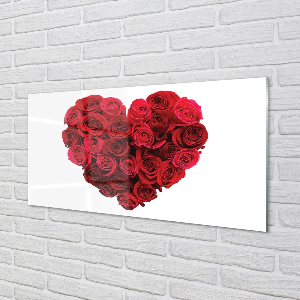 akrylový obraz Srdce z růží 125x50 cm