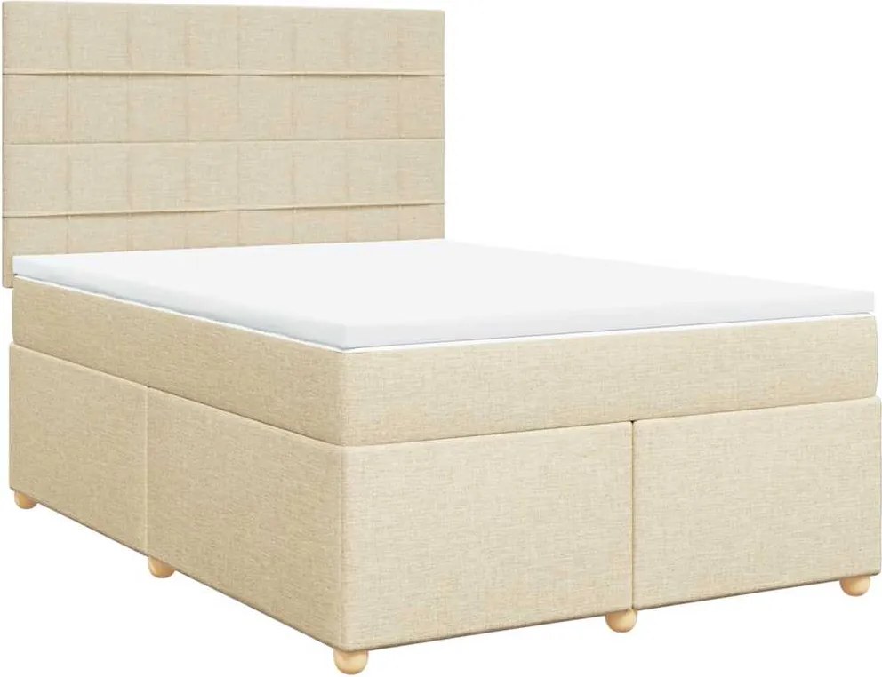 Box spring postel s matrací krémová 140x190 cm textil 3291280