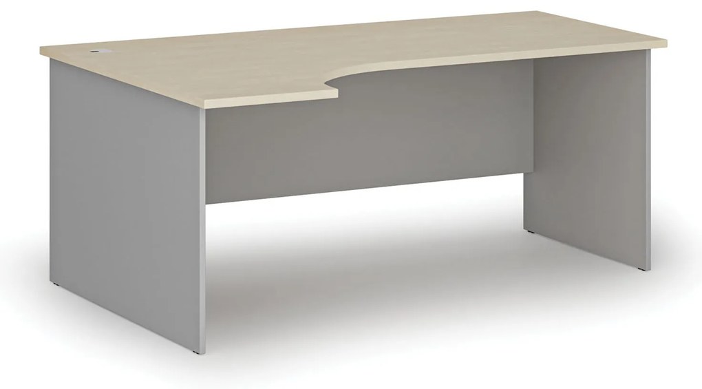 Rohový kancelářský psací stůl PRIMO GRAY, 180x120 cm, levý, šedá/bříza