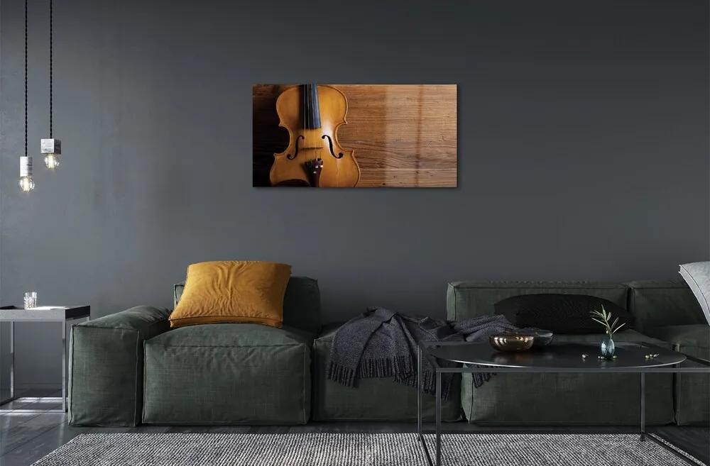 Obraz na skle Housle na dřevo 125x50 cm