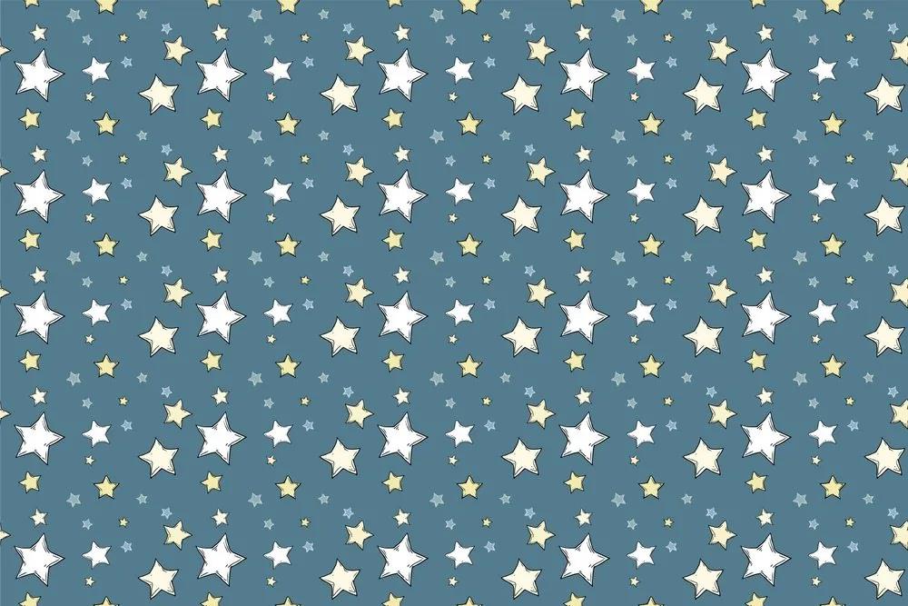 Samolepící tapeta vesmírné hvězdičky s modrým pozadím - 75x1000 cm