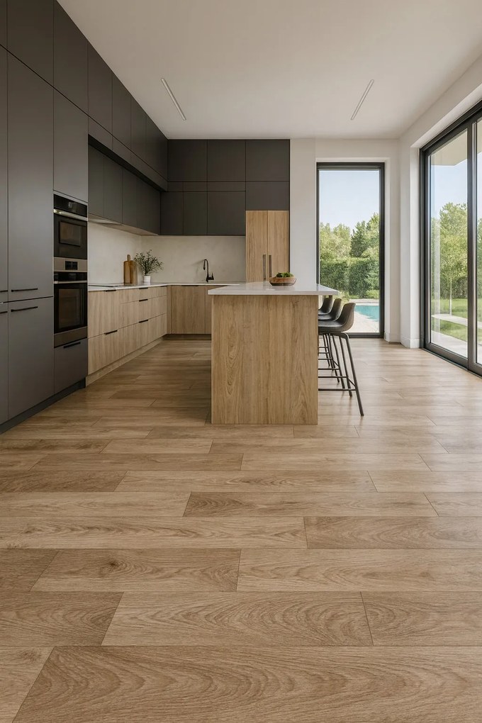 Beaulieu International Group, PVC podlaha - lino Master X Premium 3803, na míru, šíře 4m, hnědá, bez podkladu, chodba / předsíň