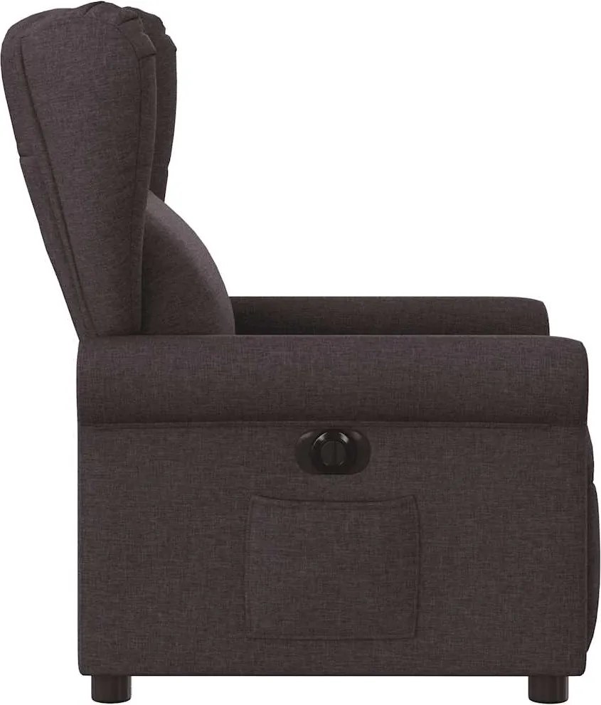 Elektrické polohovací křeslo tmavě hnědé textil 3303359
