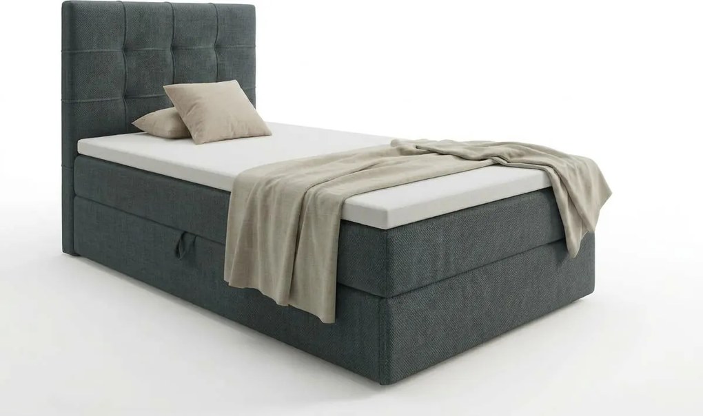 Čalouněná postel boxspring DIRELIS VIBE 90x200 cm tmavě šedá Matrace: Matrace Bonell pružinová