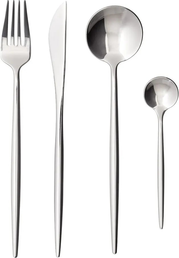 STILETTO Příbory lesklé set 4 ks - stříbrná