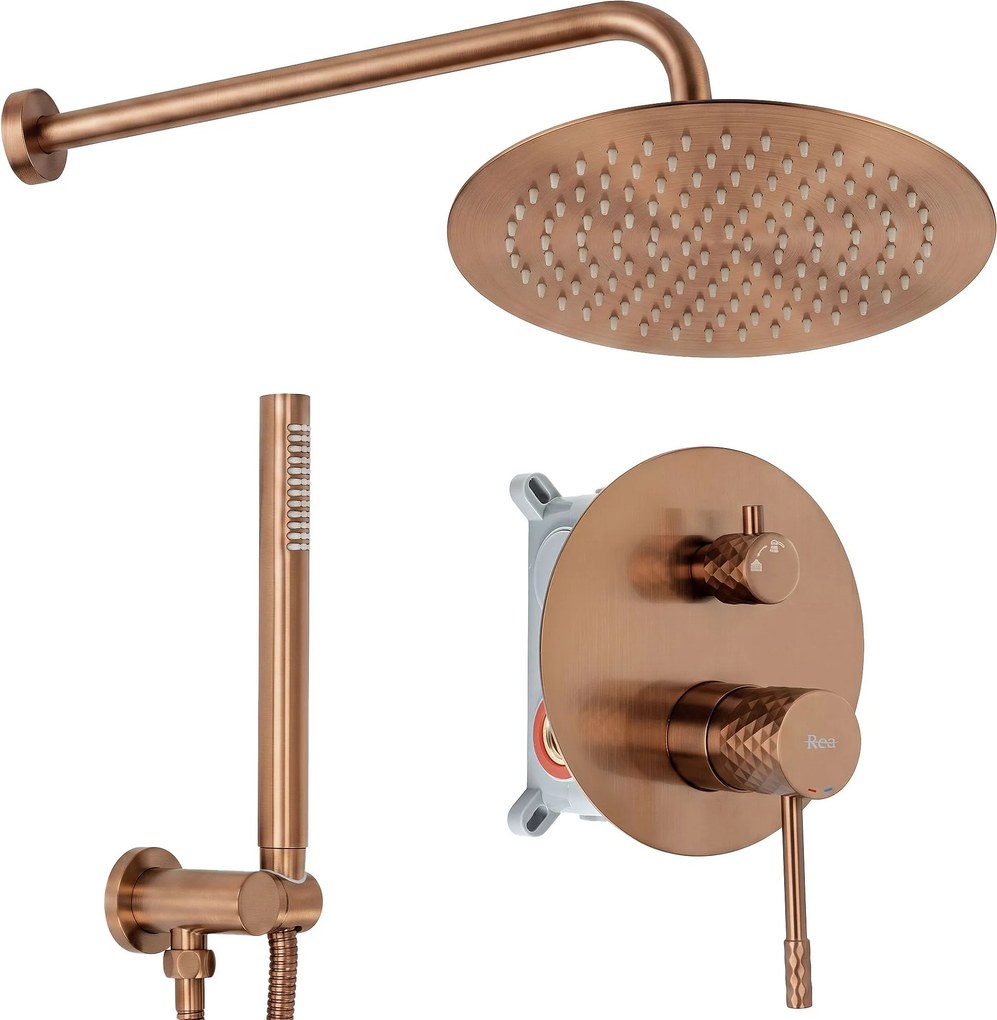 Rea Lungo Diamond, podomítková sprchová souprava + BOX, měděná matná, REA-P5697