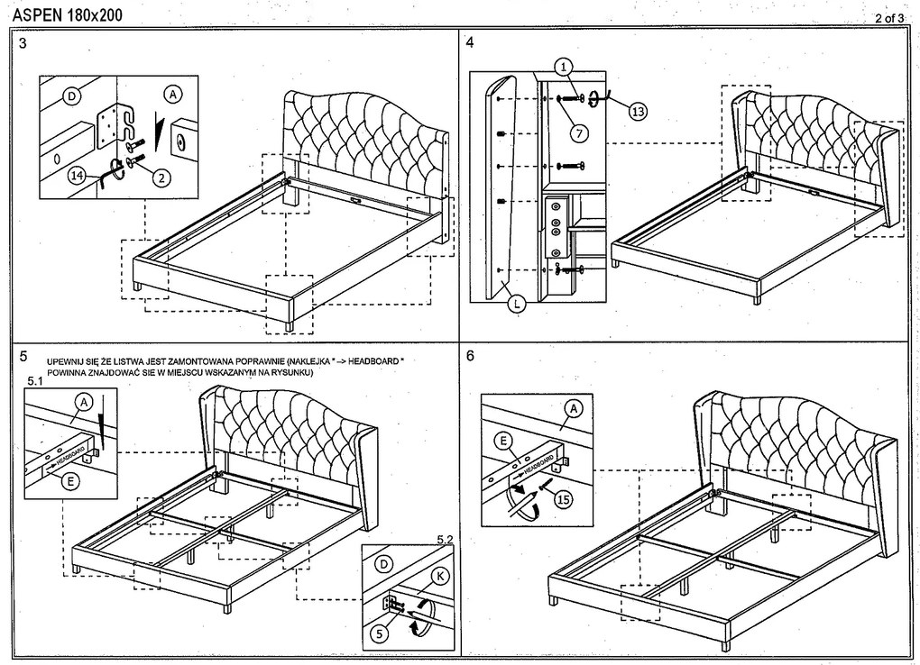 Šedá čalouněná postel ASPEN VELVET 180 x 200 cm