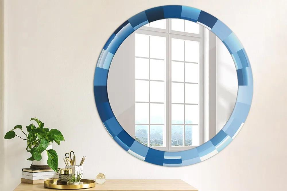 Kulaté dekorativní zrcadlo Modrý abstrakt fi 80 cm