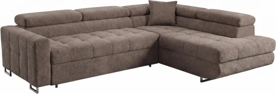 Rohová rozkládací sedací souprava do L OLVINE, 264 cm, s úložným prostorem Roh pohovky: Pravý roh, Barva látky Prime: Tmavě šedá (Prime 34)