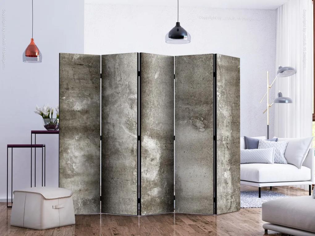 Pokojová zástěna Chladný beton II (5-dílný) - průmyslové pozadí v odstínech šedi