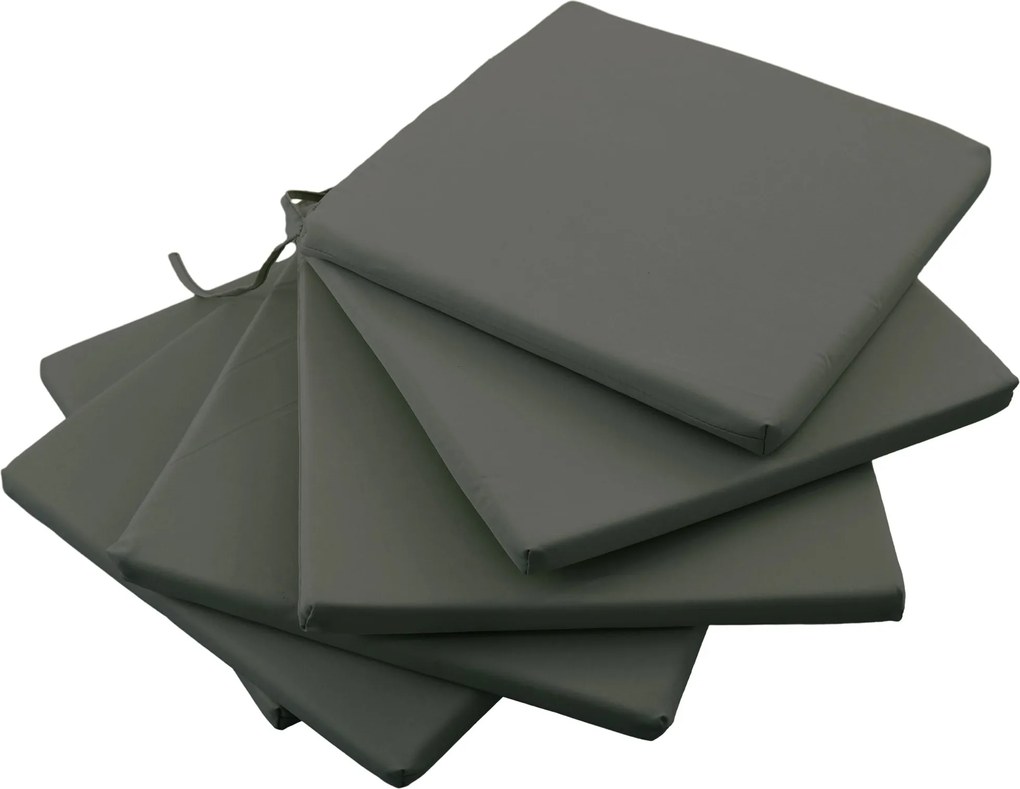 Outsunny Sada 6 Zahradních Polštářů - Polstrování na Židle do Exteriéru 3 cm Polyester s rozměry 42L x 42W cm Tmavě Šedé | Aosom