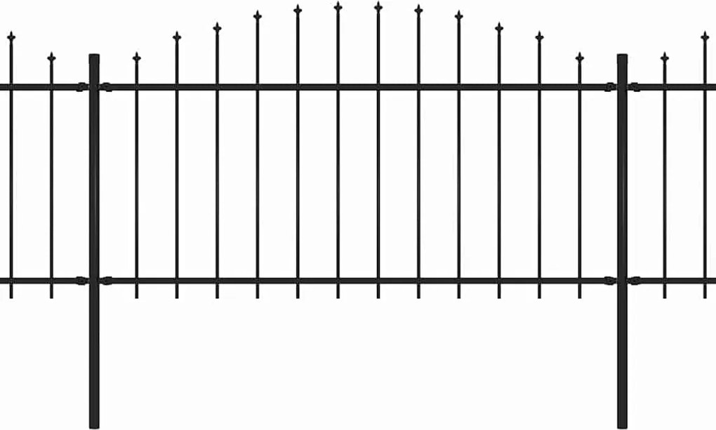 Zahradní plot s kopím nahoře ocelový 1506 x 150 cm černý 277738