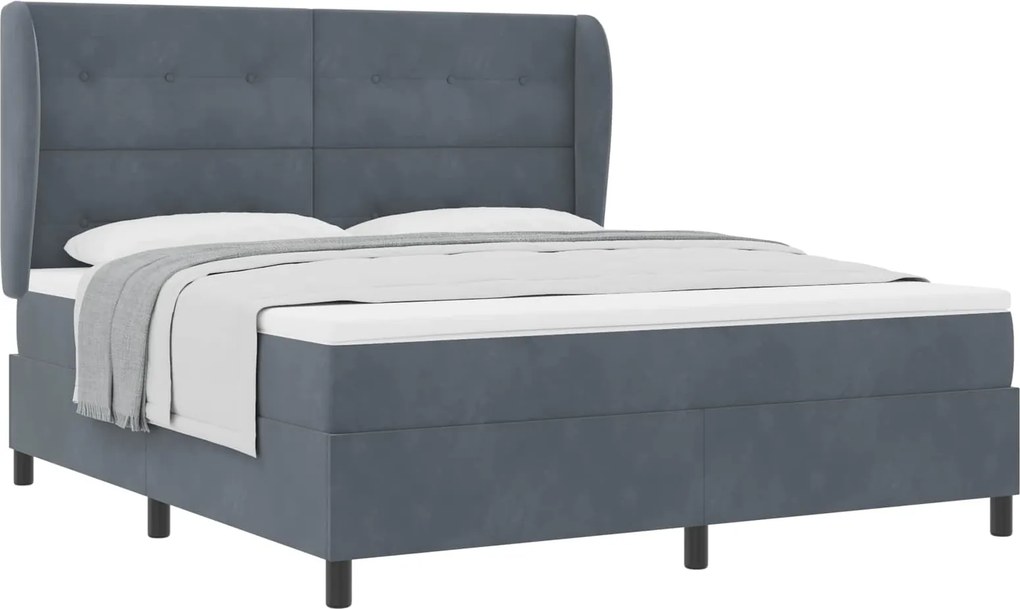 Postel s boxspringem s polštářem Tmavě šedá 200 x 180 cm samet 3340941