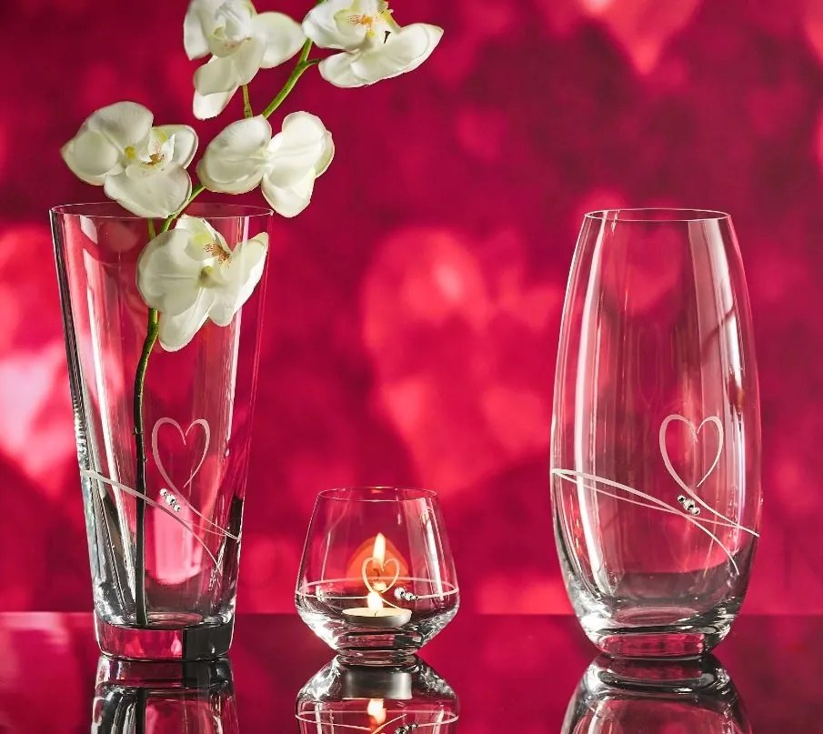 Dekorant svatby Svatební váza se jmény zdobená Swarovski kamínky Romance 25 cm