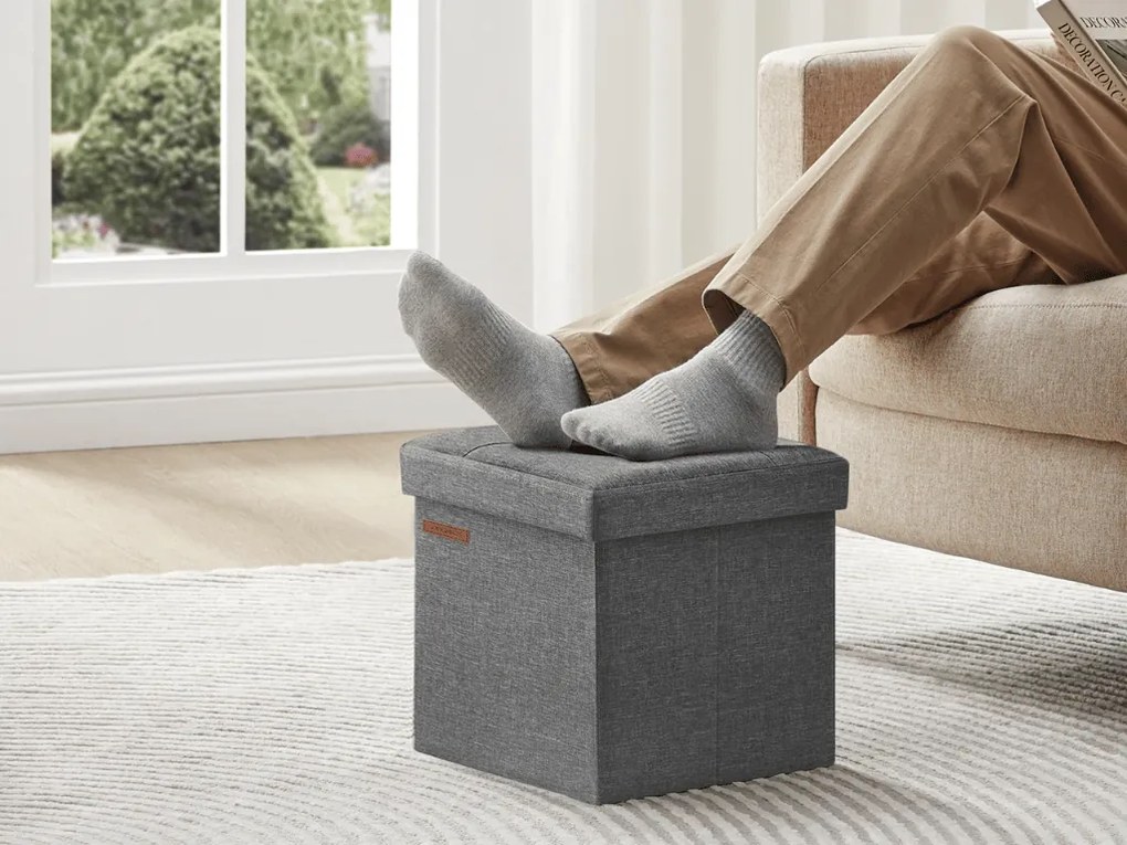 Skládací taburet s úložným prostorem COZY CUBE 30x30 cm, tmavě šedý