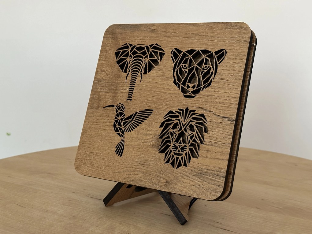 Li-Go "Hlavy zvířat" lampa 19x19 cm provedení povrchu: ořech