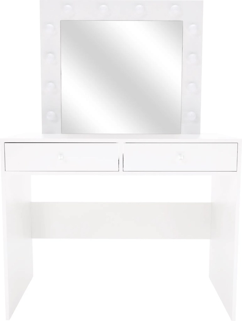 Toaletní stolek s LED osvětlením, bílá, LEDIO