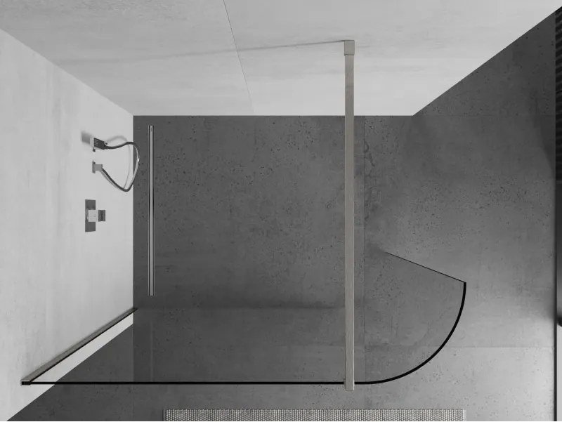 Mexen Kioto, sprchová zástěna Walk-In 90 x 200 cm, 8mm čiré sklo, broušená ocel profil, 800-090-101-97-06