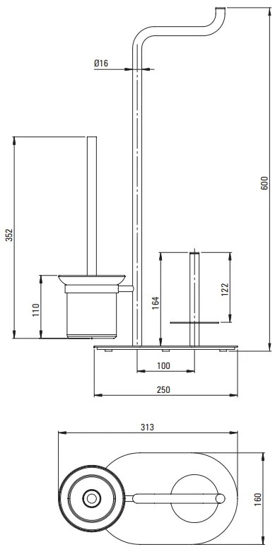 Deante Silia 3-funkční držák na toaletní papír a WC kartáč, nikl