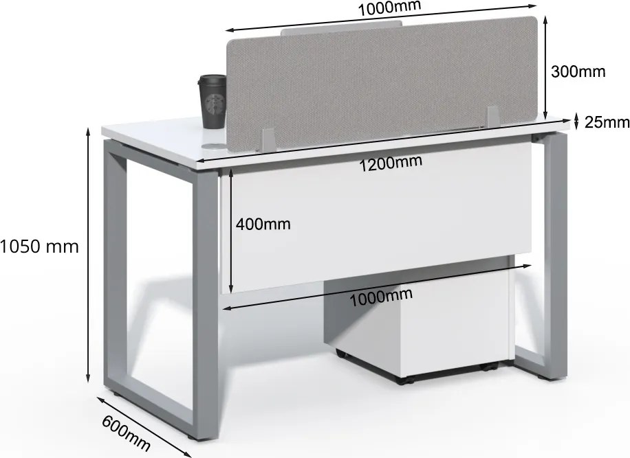 Kancelářský stůl s kontejnerem Houseland Prime Max 01 120 cm bílý