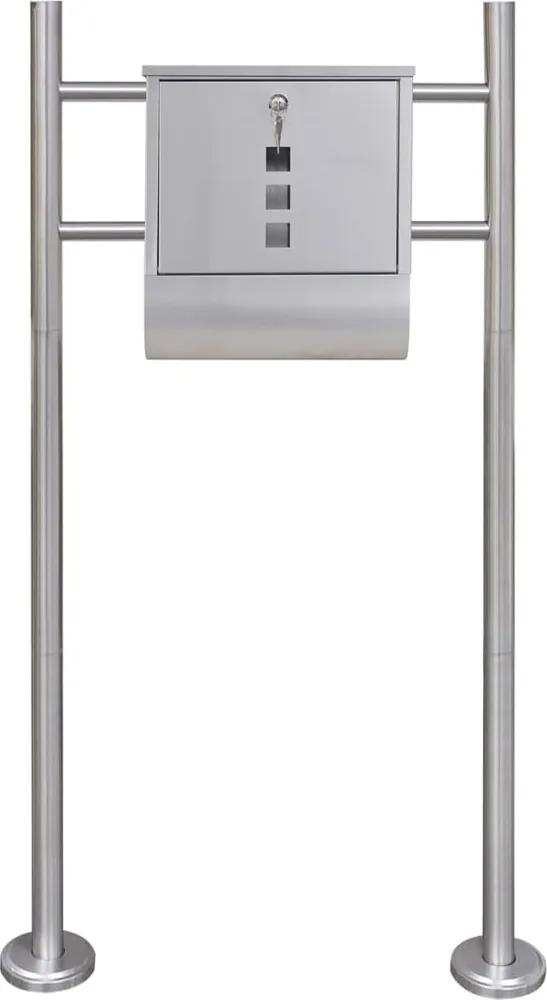 vidaXL Poštovní schránka na stojanu z nerezové oceli [271743] Barva: Stříbrná
