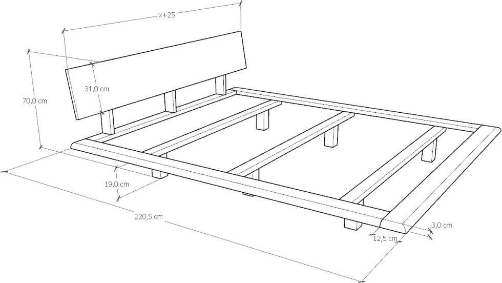 Postel Site z masivního dřeva Ořech 120x200