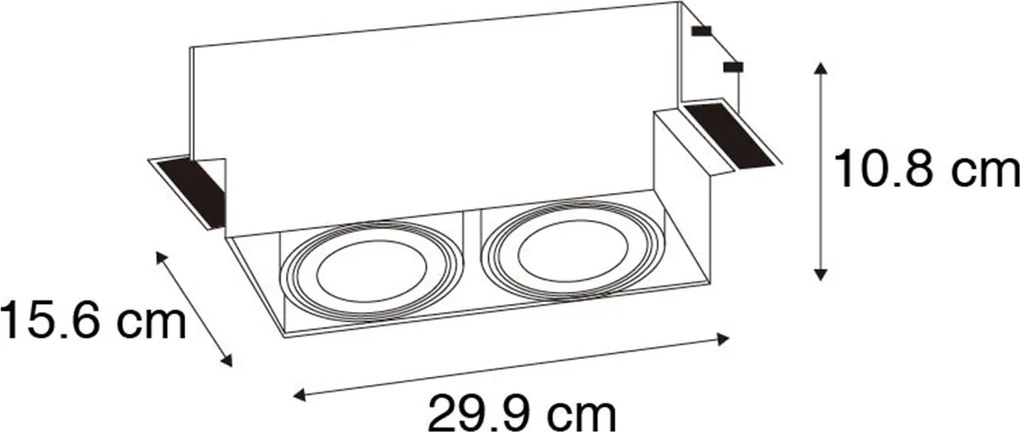 Zapuštěné bodové světlo bílé GU10 AR111 bez rámečku 2-světlo - Oneon