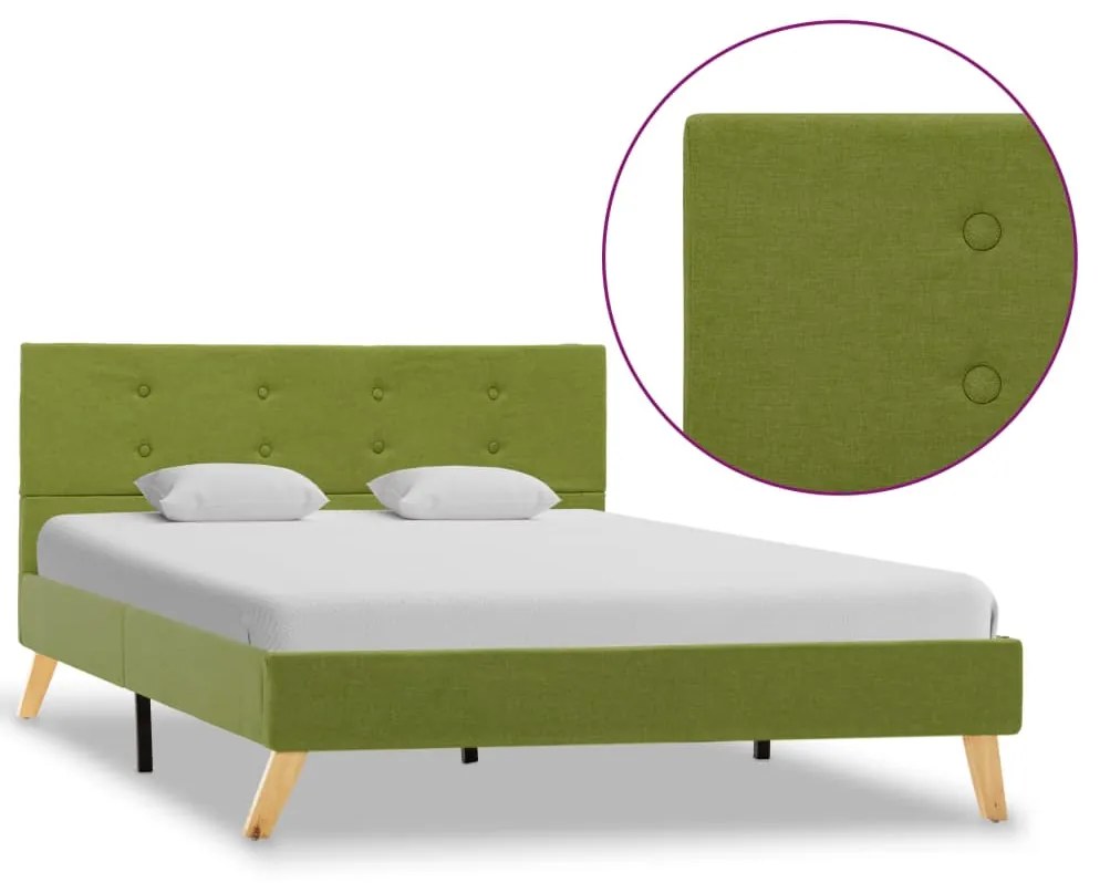284830 vidaXL Rám postele zelený textil 120 x 200 cm